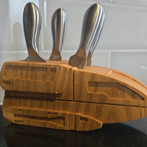 Handmade Red Oak Cutlery Shuttle includes Brushed Stainless Charcuterie ...