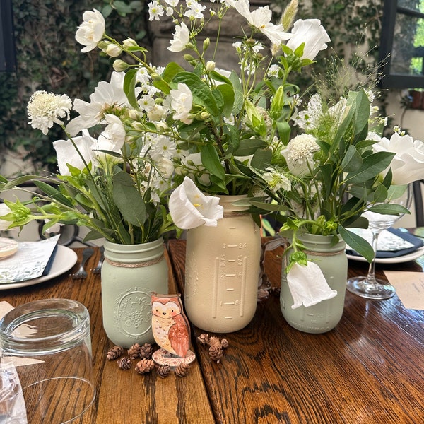 Painted Mason Jars, Mason Jar, Mason Jar Decor, Farmhouse Decor, Rustic ...