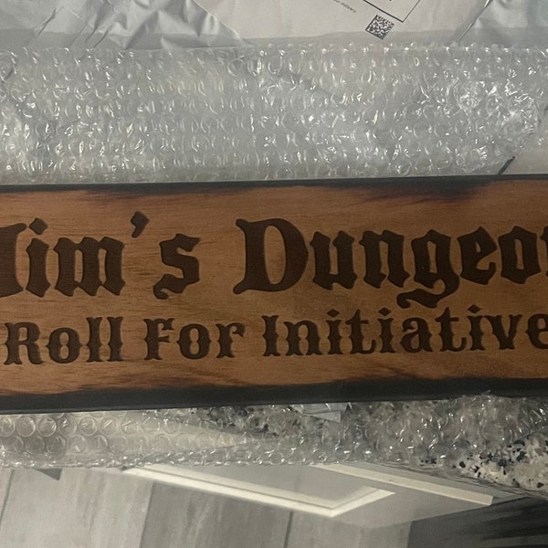 Personalized Rustic Dnd Wood Sign - Dungeons and Dragons - Roll for ...