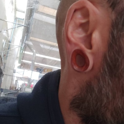 Wenge Teardrop Blue Ear Tunnels Wood Plugs With Blue Maple Inlay ...