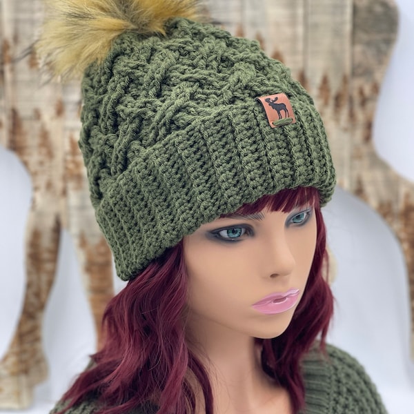 CROCHET PATTERN, the Westlyn Woven Beanie Pattern in 2 Sizes, Double ...