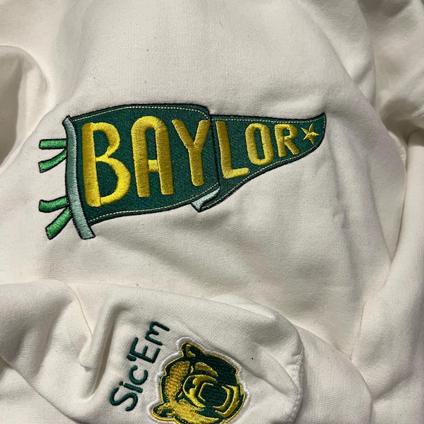 Embroidered Pennant Sweatshirt With Team Name, Custom Embroidered ...