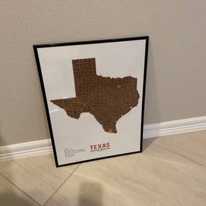 Texas Scratch off Travel Map by Mappinners - Etsy
