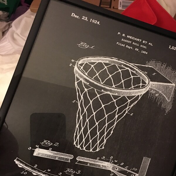 Basketball Goal Poster - Basketball Net Blueprint - Basketball Patent ...
