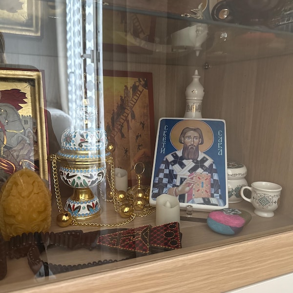 Handmade Mounted Icon | St Macarius the Great of Egypt and the Cherubim ...