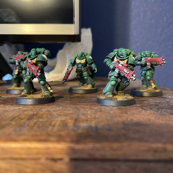 Commission - 5 Painted Grimdark Terminators Deathwing Dark Angels Space ...