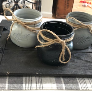 Rustic Tray With 3 Painted Mason Jars, Farmhouse Living Room Decor ...