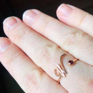 Personalized Initial Birthstone Ring Custom Gold Initial | Etsy