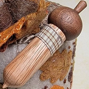 Acorn Needle Case Short and Acorn Thimble Case Set. Walnut Lid and ...