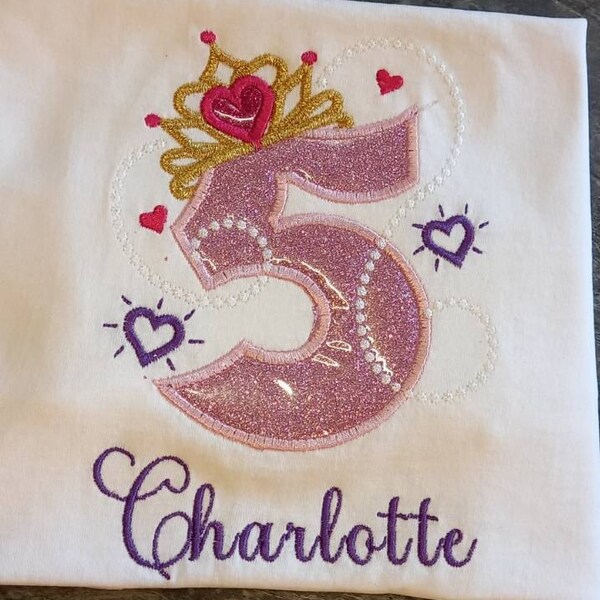 BX Princess Tiara + Pearls Numbers Set 0-9 Applique Machine Embroidery ...