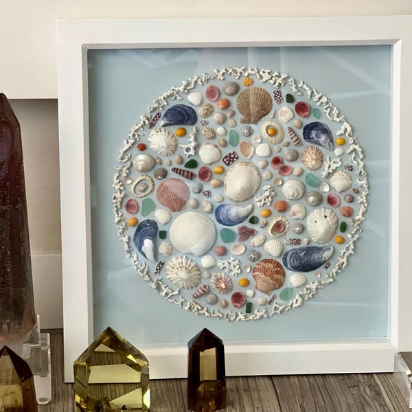 Queenie Scallop Shell Spiral Art: Coastal Wall Decor (18x18 Inch) - Etsy