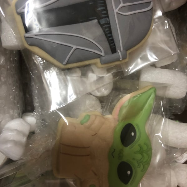 Baby Yoda and Mandalorian Cookies - Etsy
