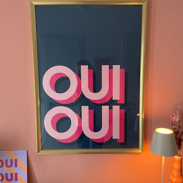Oui Oui Print Living Room Wall Art Bright Colourful Prints Bold ...