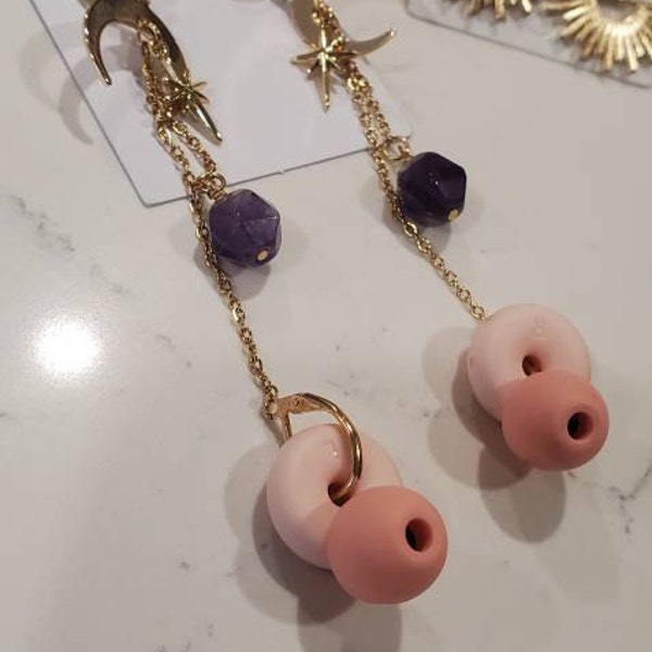 Sunburst Pink Earrings for Loop Earplugs, Sensory Earrings, Earplug ...