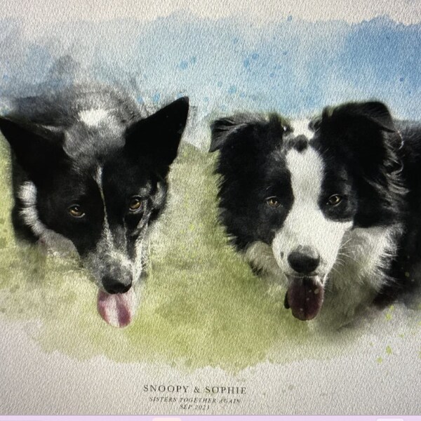 Pet Merged Photo Into One| Pet Portrait Collage| Two Pet| Pet Print ...