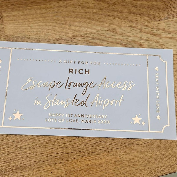 Gift Golden Ticket, Foiled Voucher, Personalised Ticket, Christmas ...