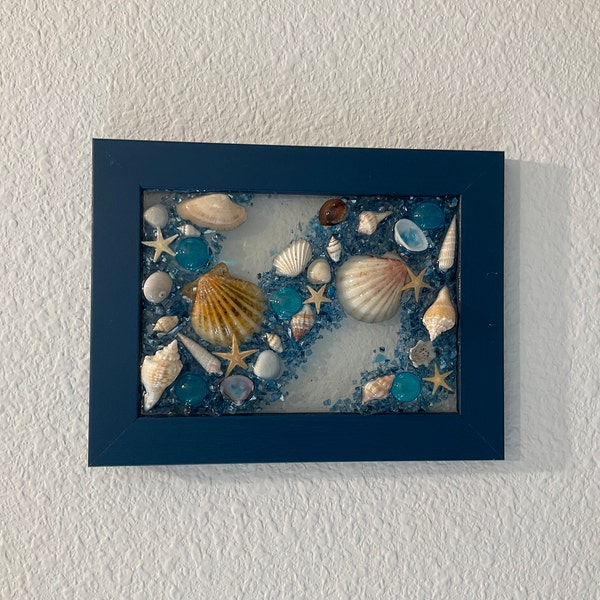 Alligator at the Beach Crushed Glass Art, Coastal Art, Resin Beach Art ...