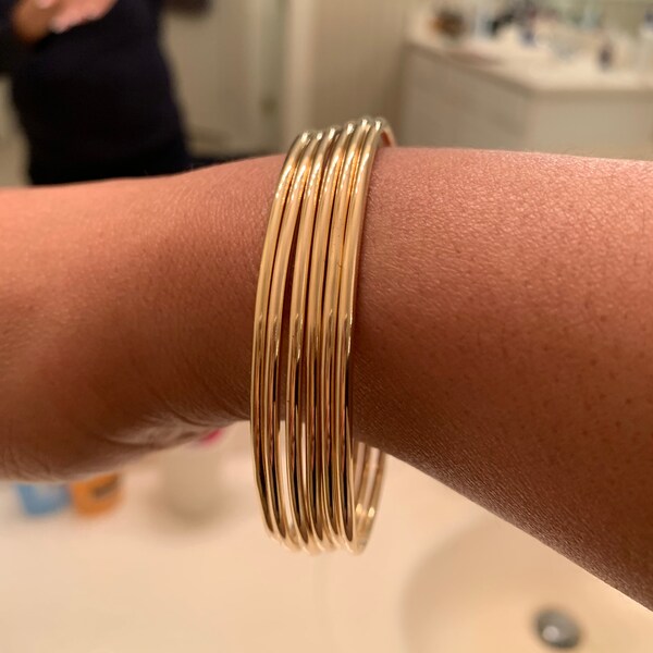 Gold Filled Stacking Bangles - Set of 3 Simple Bracelets - Etsy