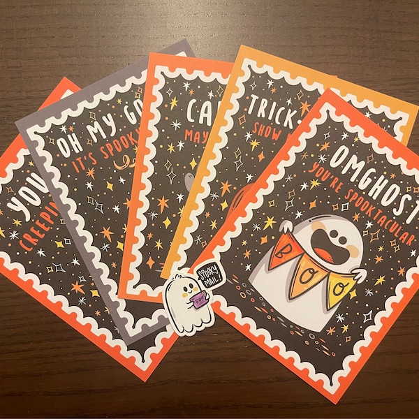 Creepy Cute Postcard Set (5 Designs) | Halloween Postcard Pack | Pen ...