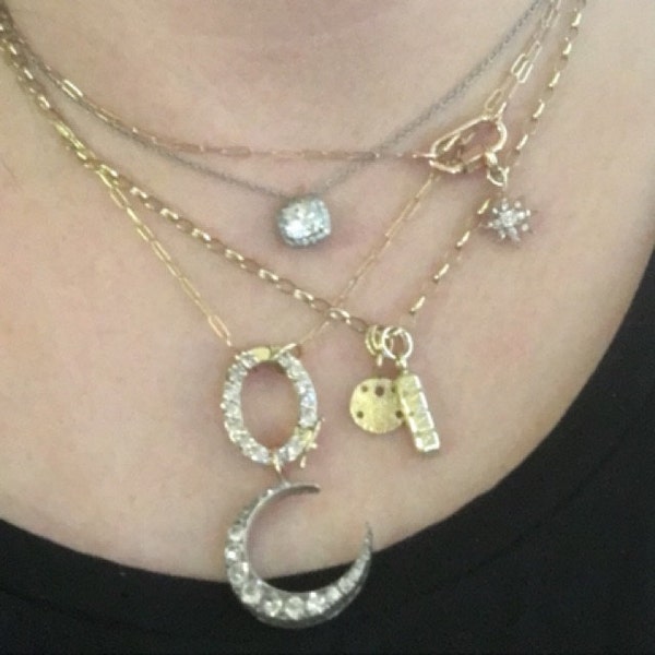 Diamond Starburst 14K Solid Gold Necklace, Large Size (pavé North Star ...