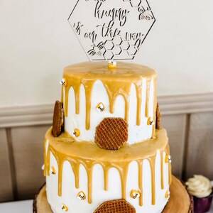 Custom Bee Cake Topper, Personalized Honeycomb Cake Topper, Bee Themed ...