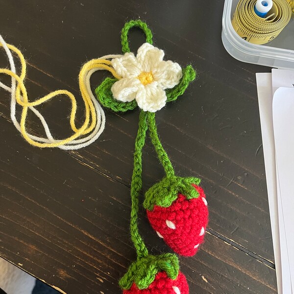 CROCHET PATTERN ONLY Crochet Strawberry Car Interior Rearview Mirror ...