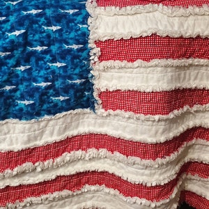 Pattern American Flag Rag Quilt - Etsy
