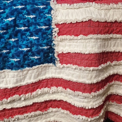 Pattern American Flag Rag Quilt - Etsy