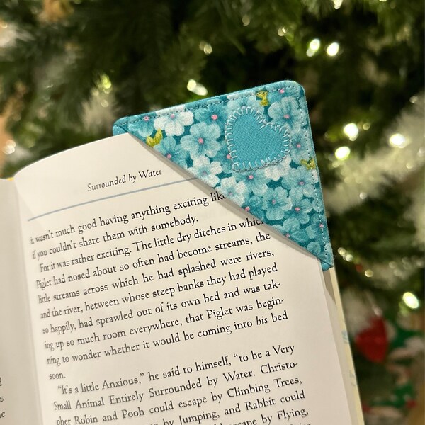 Modern Corner Bookmark, Corner Page Marker, Bookish Gift, Blue Heart ...