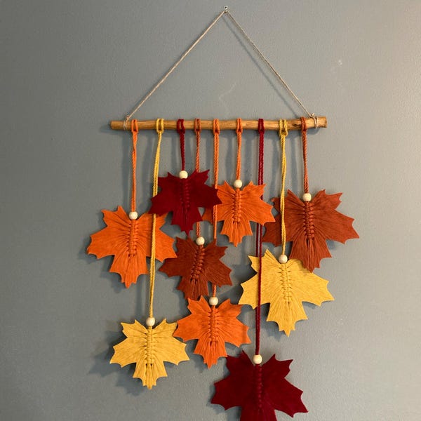Macrame Leaf Art, Autumn Decor, Fall Leaf, Modern Wall Tapestry ...
