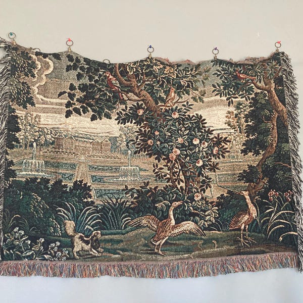 French Tapestry Woven Wall Hanging Verdure Château and Garden French ...