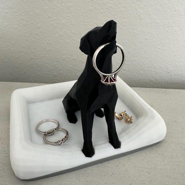 Dog Ring Holder With Dog Bed Ring Dish, Engagement Gift Personalized ...