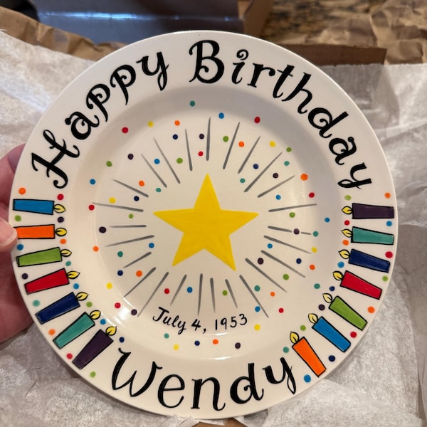 Personalized Hand Painted Birthday Plate, Shooting Star Design - Etsy