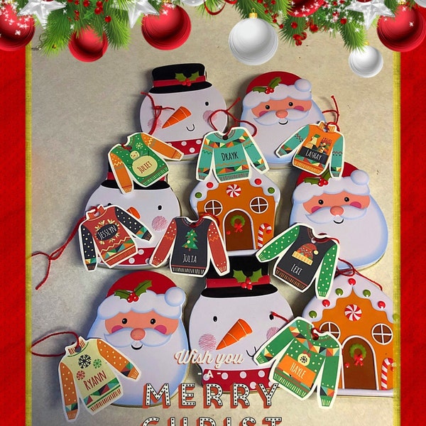 Ugly Christmas Sweater Gift Tags - Printable Instant Download PDF File ...