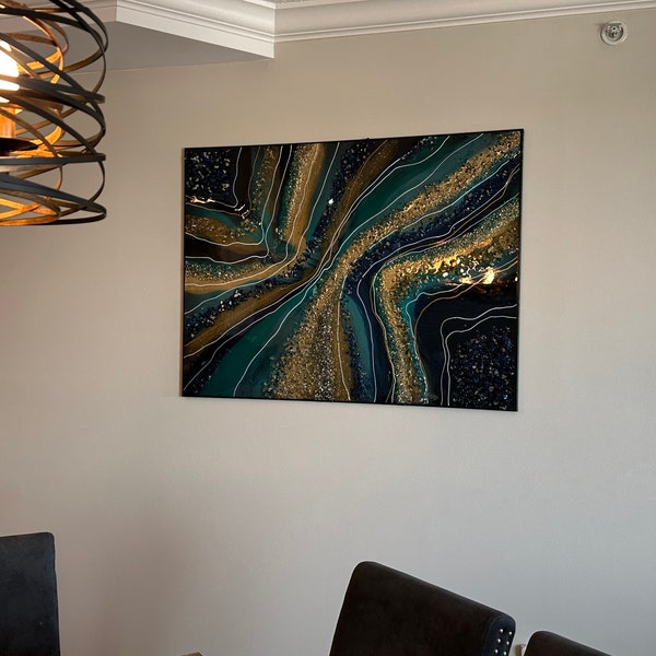 Crystal Quartz 24K Resin Art Painting Custom Geode Glitter Original ...