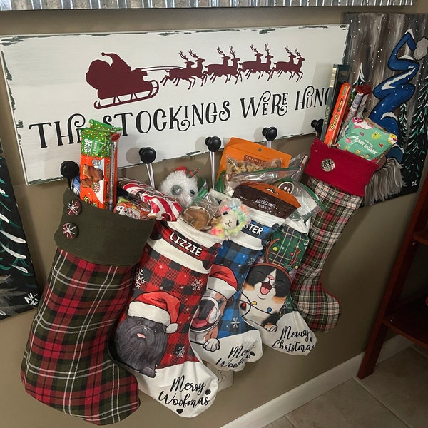 Christmas Stocking Holder Sign Personalized With Names the Stockings ...
