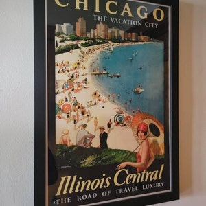 1920s Chicago Illinois Central Railroad Vintage Style Travel Poster - Etsy