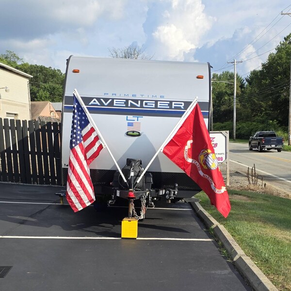 Camper Double Flag Pole Mount - RV Flag Holder - Freedom Jack - Etsy