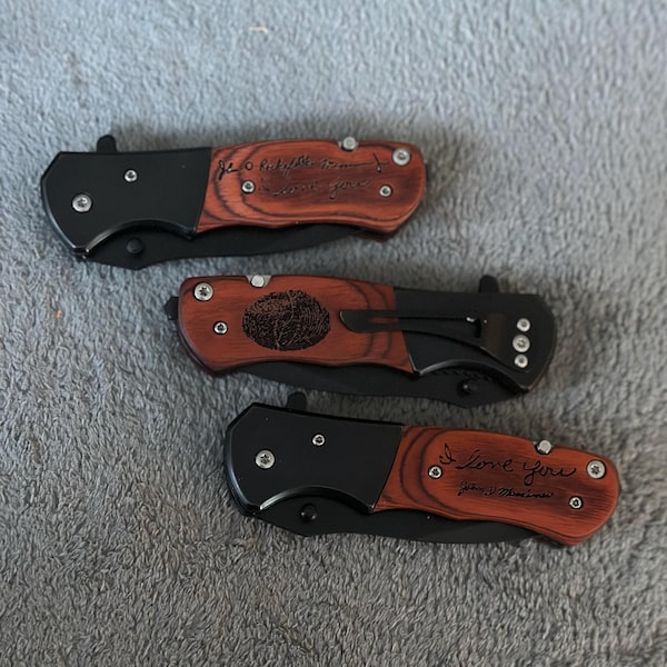 Fingerprint Knife Memorial Gift Pocket Knife Dad Fingerprint Memorial ...