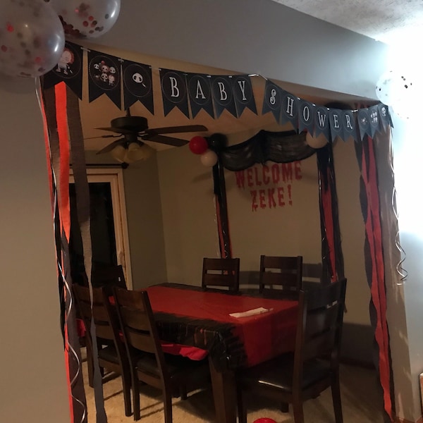 Horror Movie Baby Shower Banner, Scary Movie Banner, Baby Shower Party ...