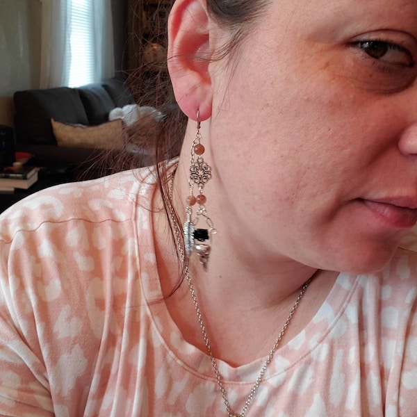 Black and Blue Are Lovely Hoop Earrings With Blue Agate Chips, Pewter ...