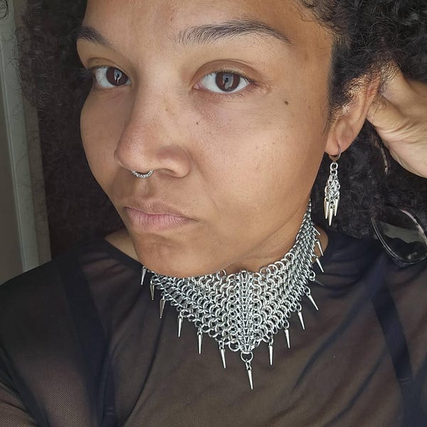 Spiked Byzantine Chainmail Earrings: Gothic Double O Design for Edgy ...