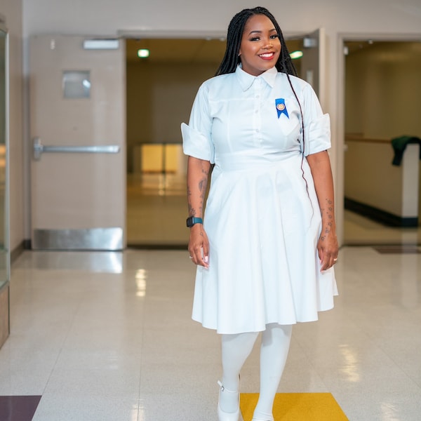 White Scrub Dress Nurse Uniform for Graduation Pinning Ceremony - Etsy