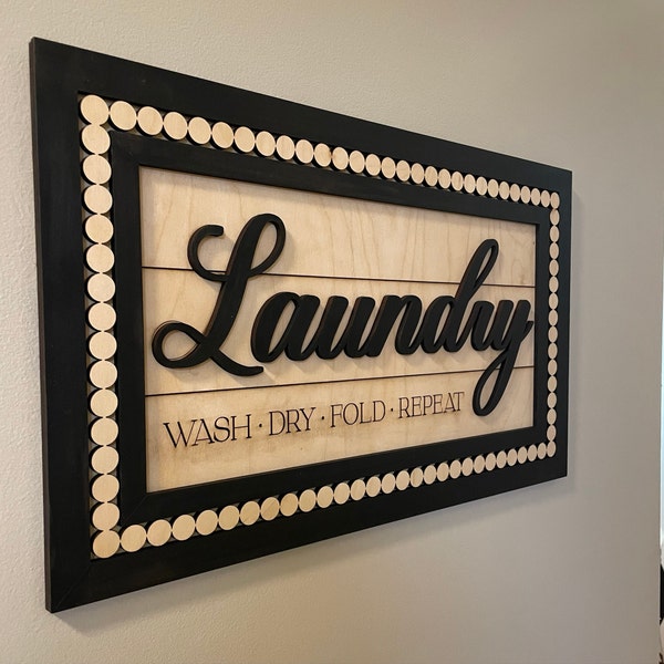Laundry Room Beaded Frame Signs SVG | Wash Dry Fold Repeat Icons ...