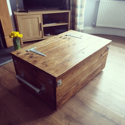 Chest Trunk Coffee Table Storage Box Part Reclaimed Wood - Etsy