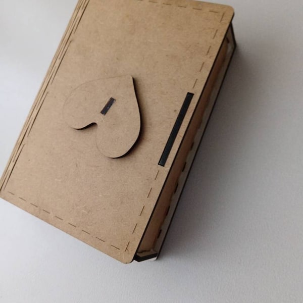 Book Shape Wooden Gift Box With Lock Laser Cut Card Case Favor Box ...