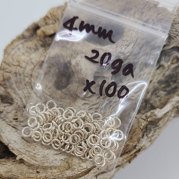 4mm Sterling Silver Open Jump Rings 20 Gauge, 100 Pcs Bulk Jumprings ...