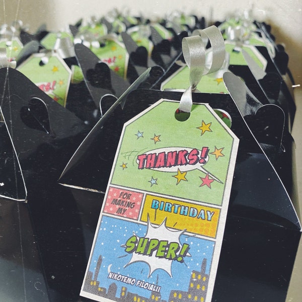 Editable Superhero Favor Tag Super Hero Boy Birthday Superheroes Party ...
