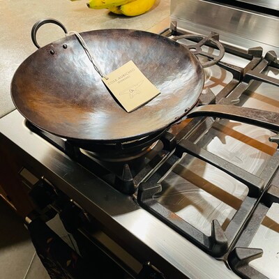 14 Carbon Steel Hand Forged Wok - Etsy