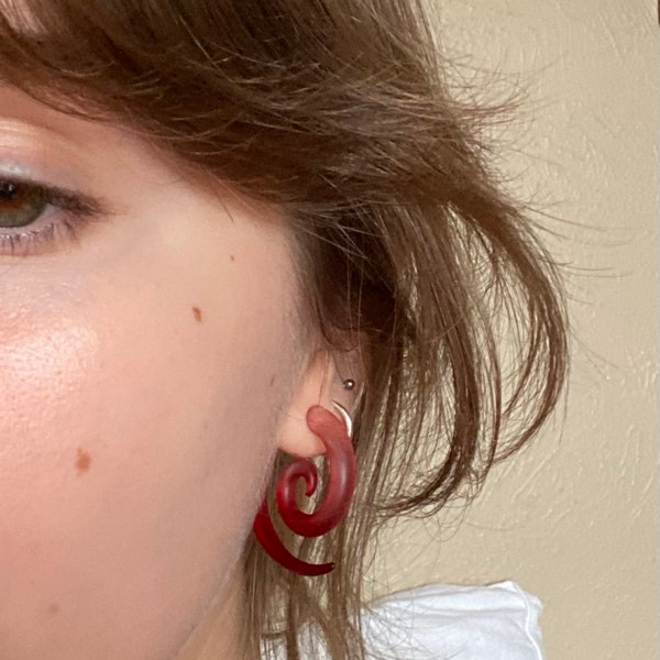 Pairs Red Spiral Earring Plugs/acrylic Hanging Tapers/plug Gauges/ear ...